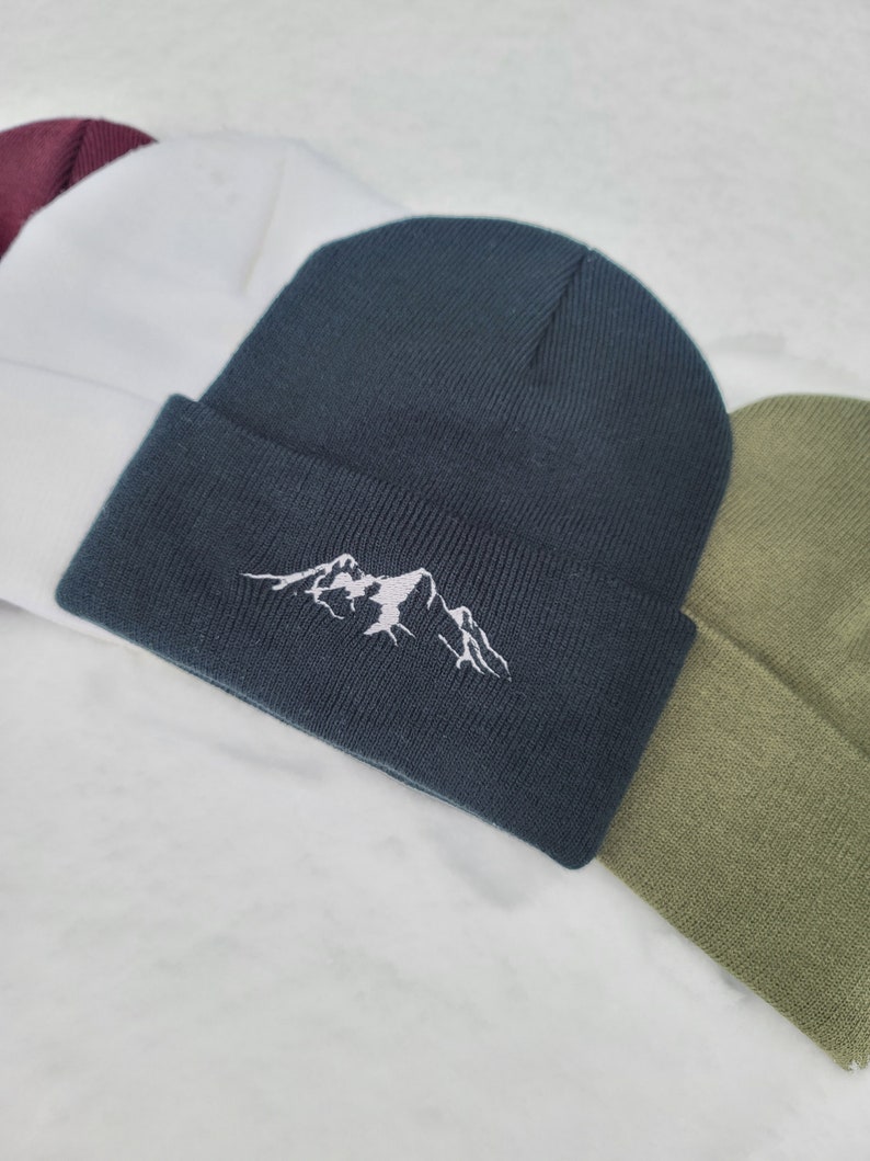 Embroidered Beanie, Mountain Beanie, Winter Beanie, Embroidered Hat ...