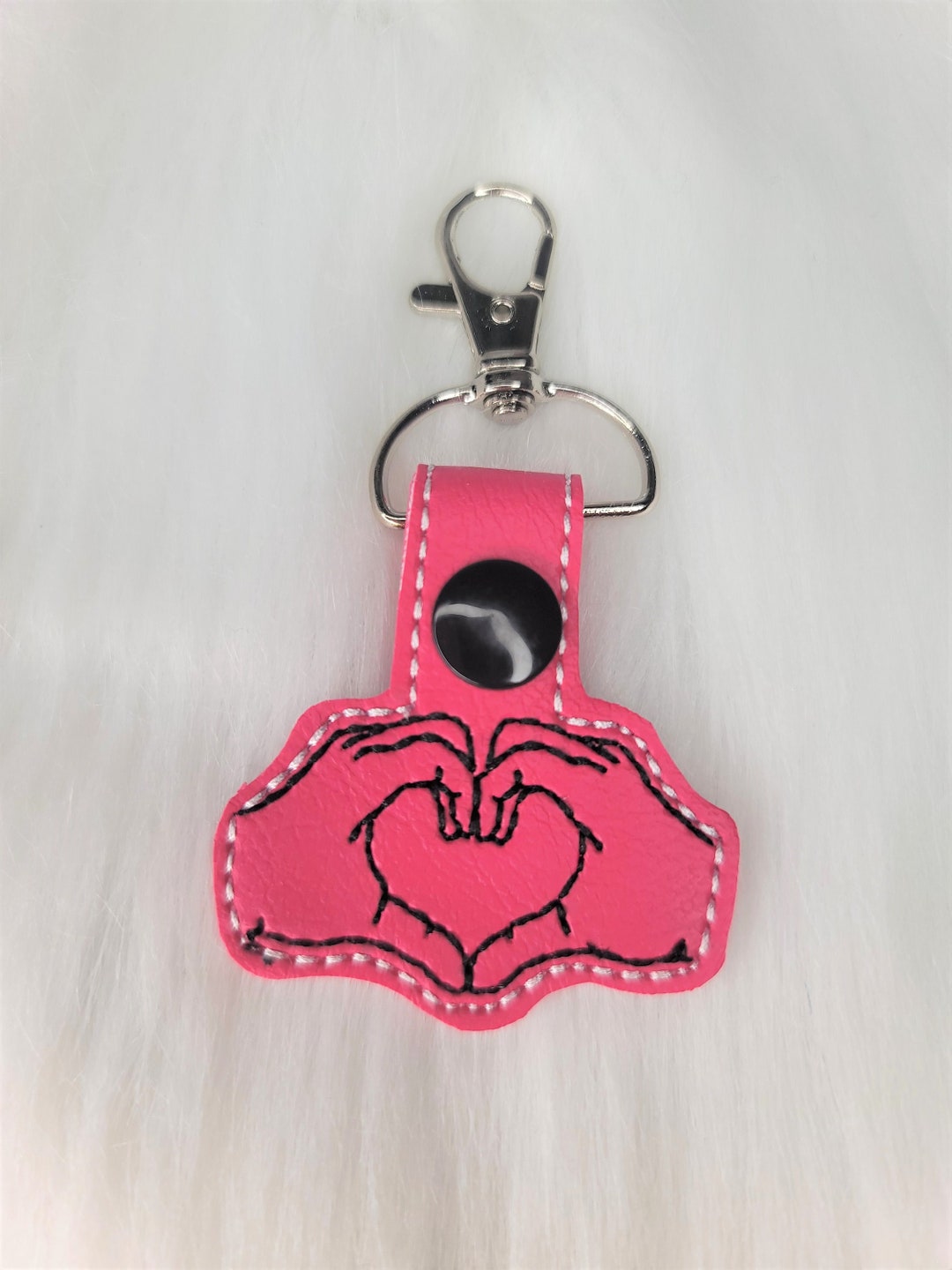 Heart Hands Keychain, Embroidered Keychain, Sign Language Keychain ...