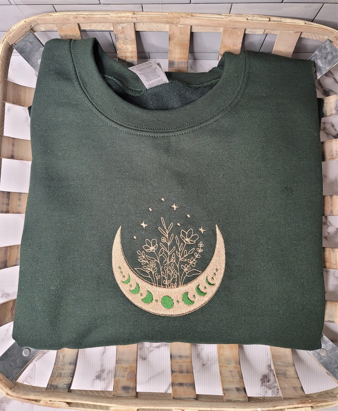 Floral Moon Embroidered Crewneck Sweatshirt, Wildflower Shirt ...