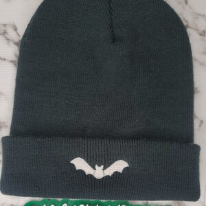 Bat Beanie, Ghost Beanie, Halloween Beanie, Embroidered Beanie, Glow in ...