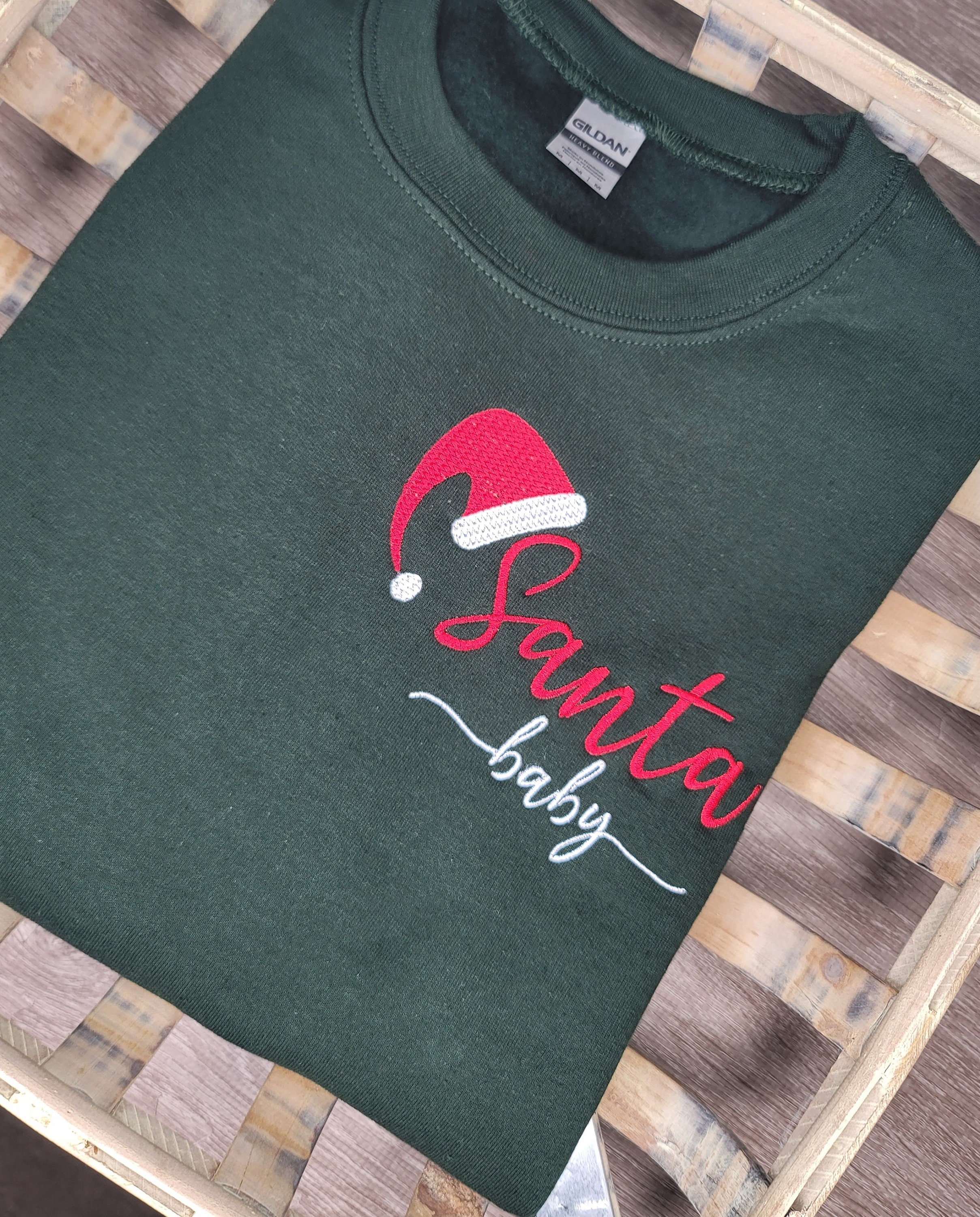 Santa Baby Sweatshirt Embroidered Christmas Sweatshirt - Etsy