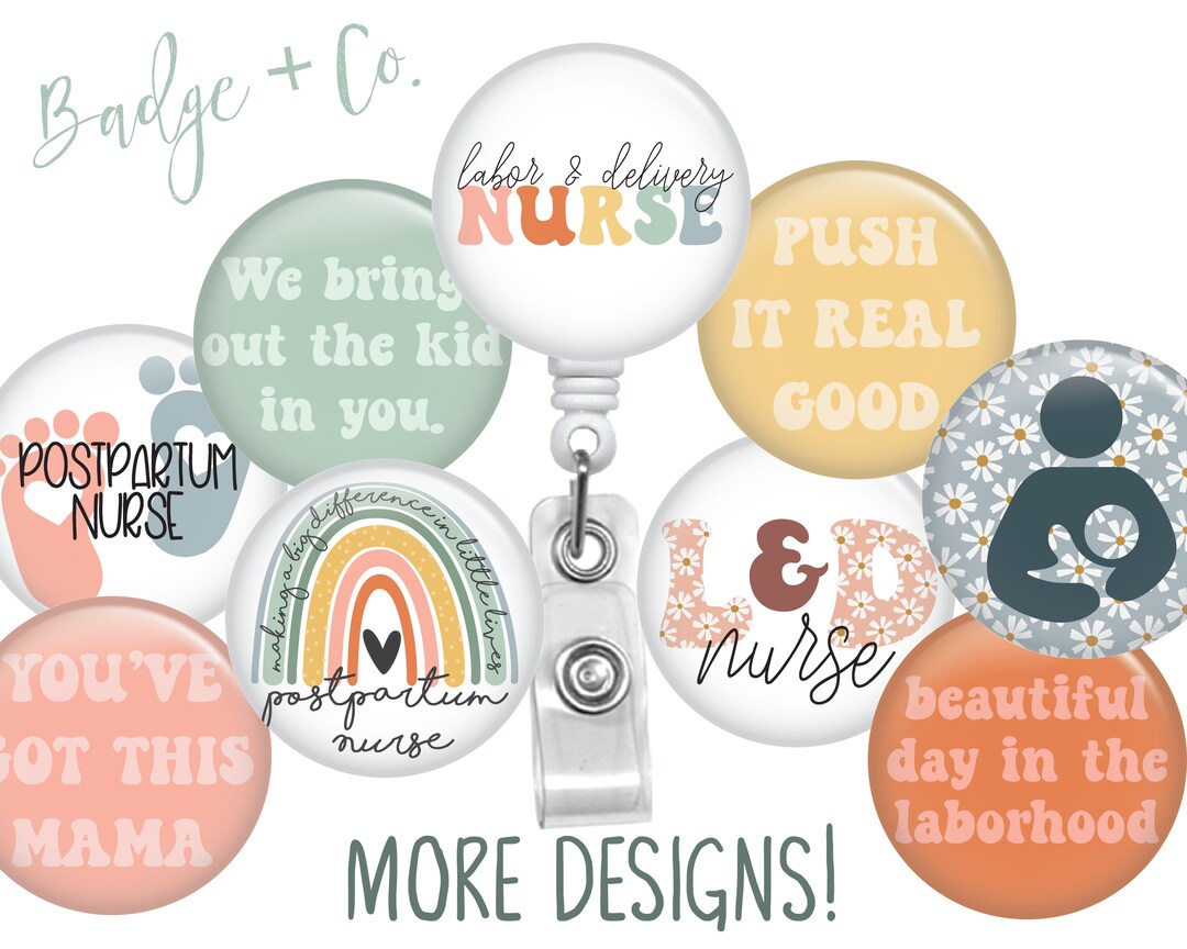 Labor and Delivery Nurse Gift Badge Reel Wood Retractable ID Holder OB ...