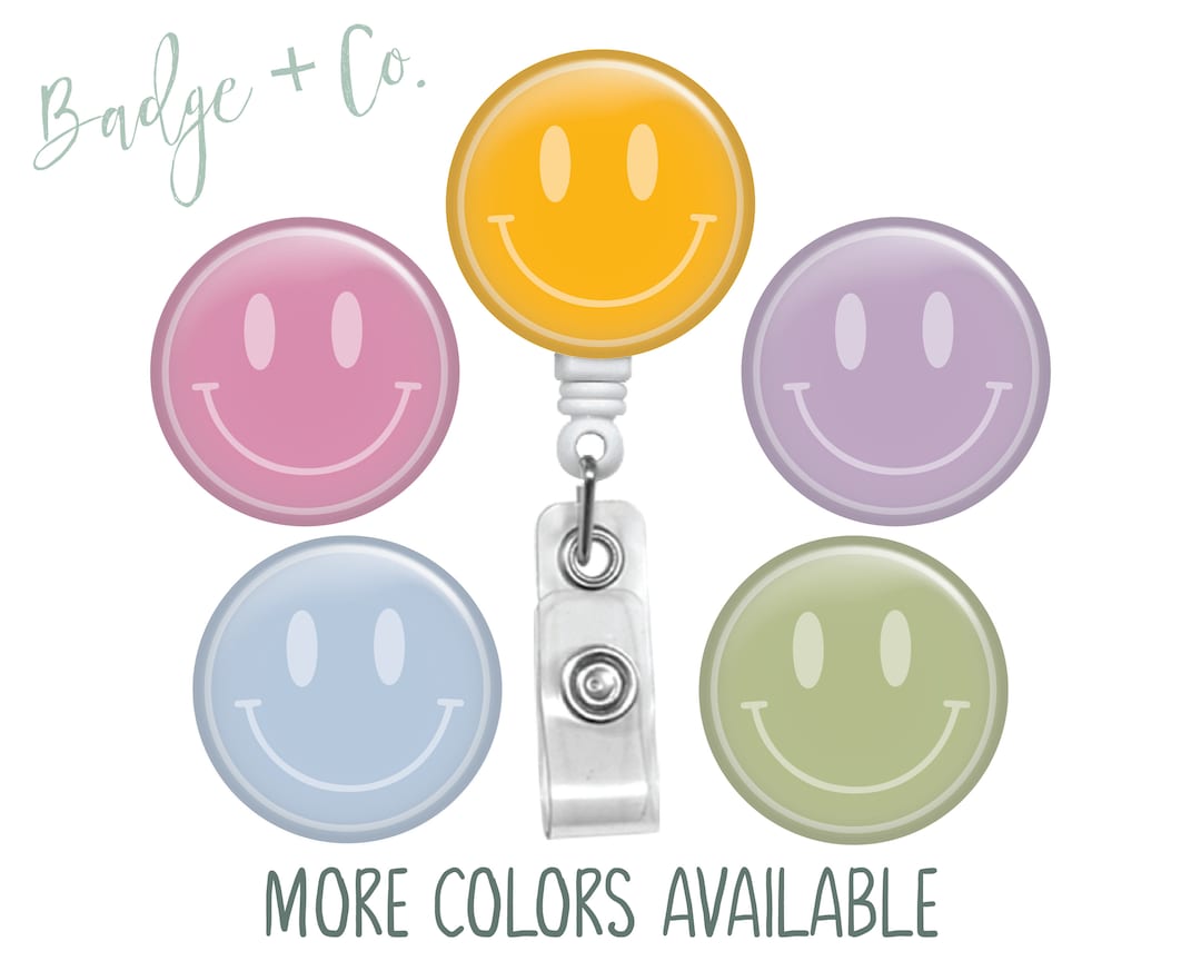 Smiley Face Badge Reel Happiness ID Holder Retractable Gift for Nurses ...