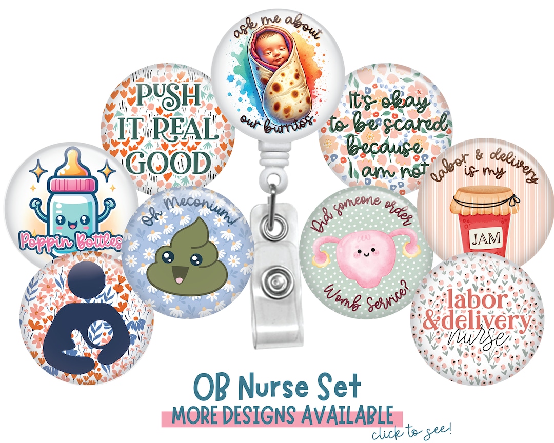 OB Nurse Retractable Badge Reel for NICU, Postpartum, Labor and ...