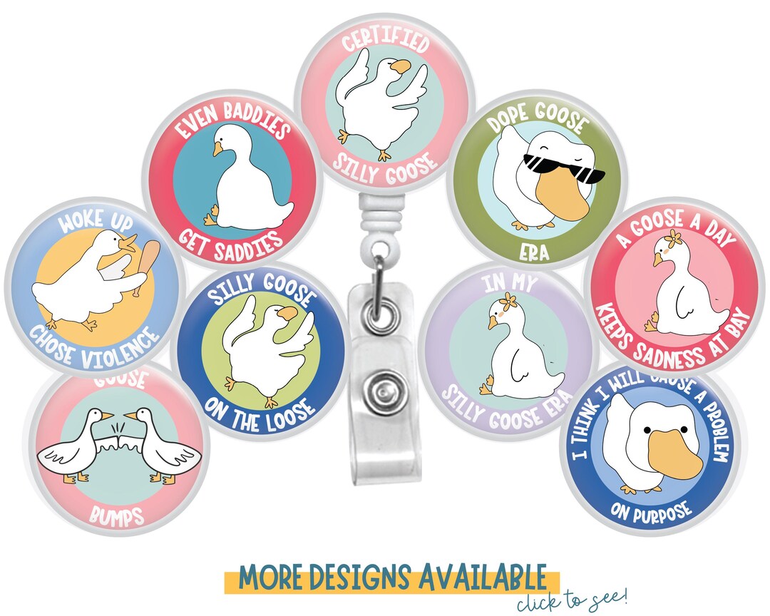 Goose Badge Reel, Silly Goose, Funny Goose Retractable ID Holder Gift ...