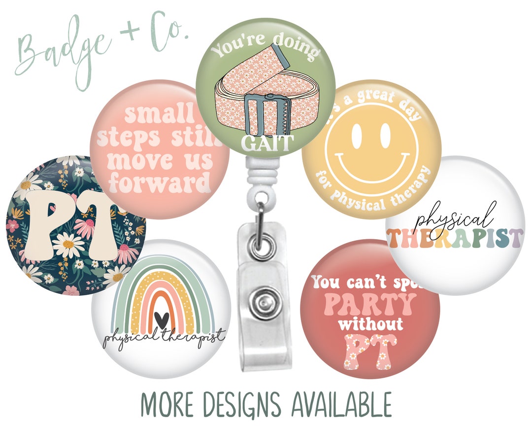 Physical Therapist Badge Reel Gift for Pts Funny Floral Gait Belt ...