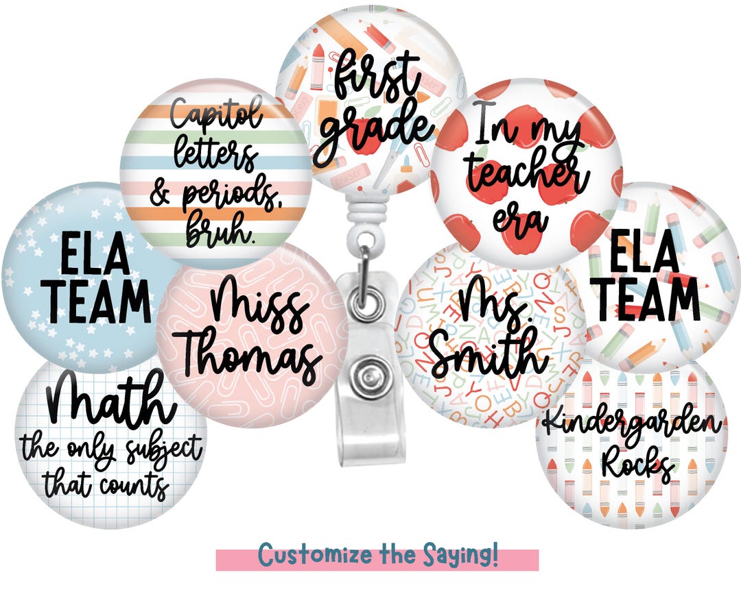 Teacher Appreciation Gift Badge Reel, Customize With Funny Sayings Math ...