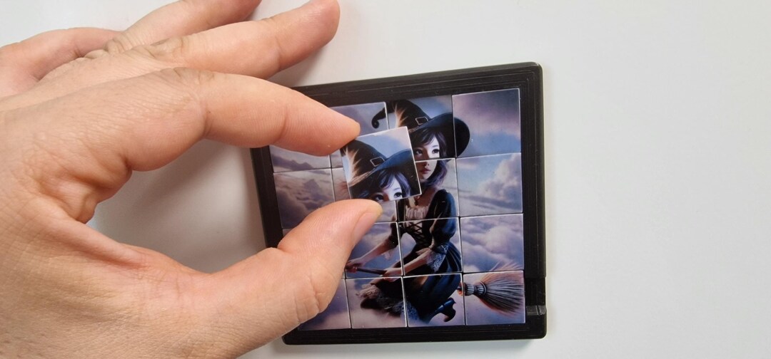 Magnetic Sliding Tile Puzzle Witch on a Broomstick Design Fun and ...