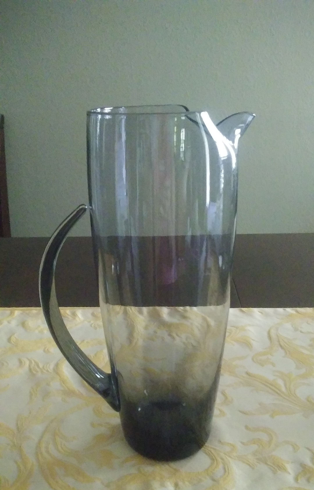 Vintage Glass Pitcher, Smoky Gray by Morgantown. - Etsy