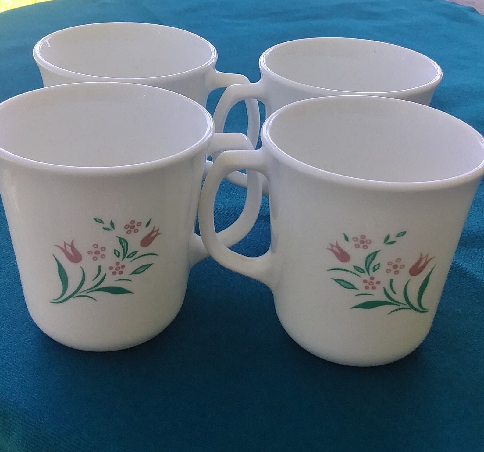 Corning Tea/coffee Cup Milk Glass With Mauve Flowers. | Etsy