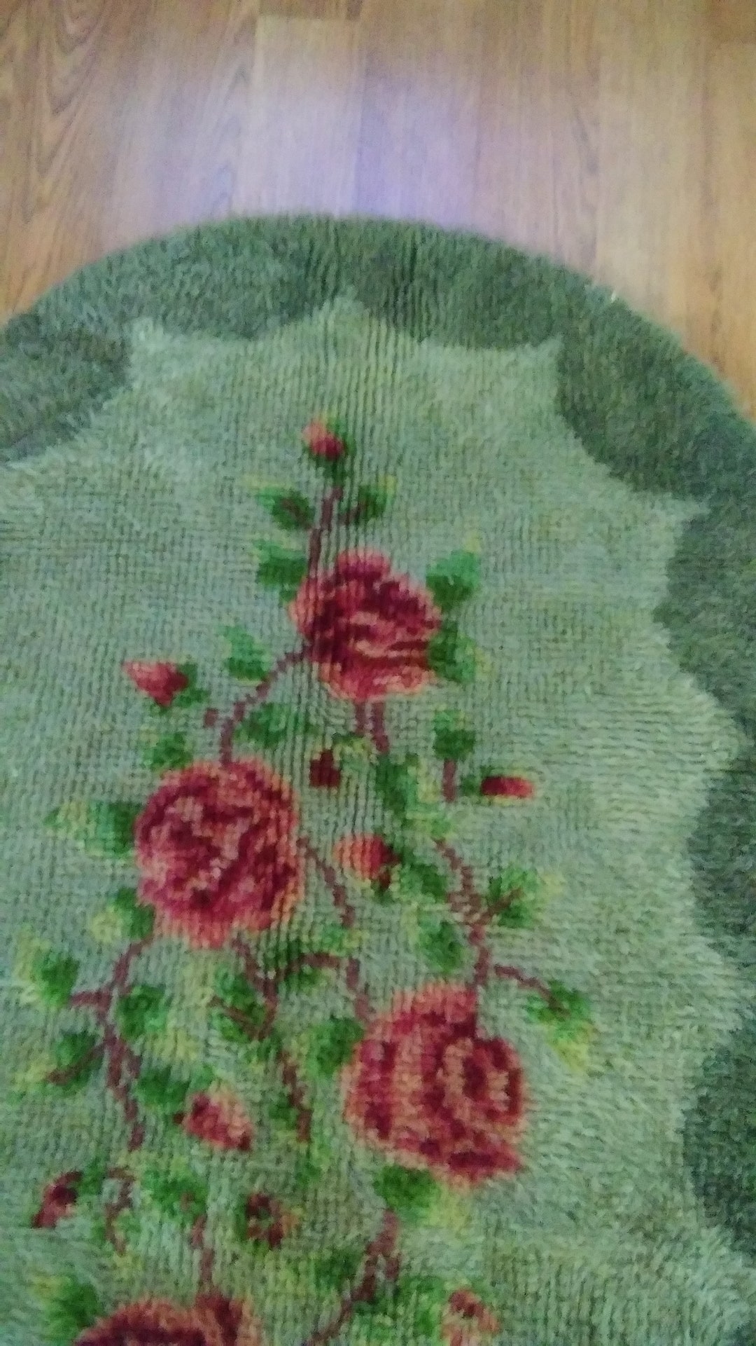 Vintage Hand Made Small Oval Hooked Rug With Flowers. - Etsy