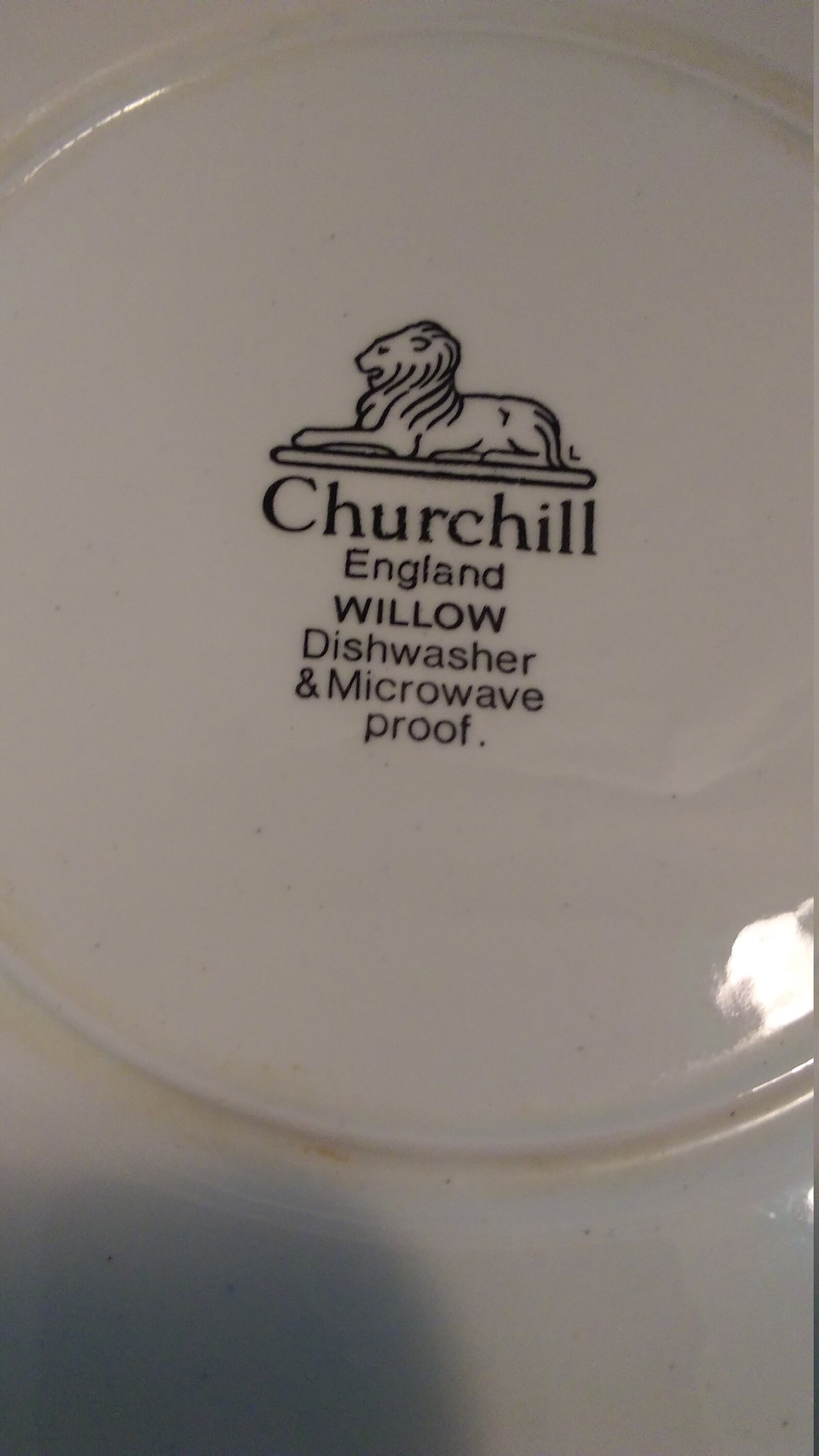 Vintage Blue & White Churchill Dinner Plate, willow Pattern. Made in ...