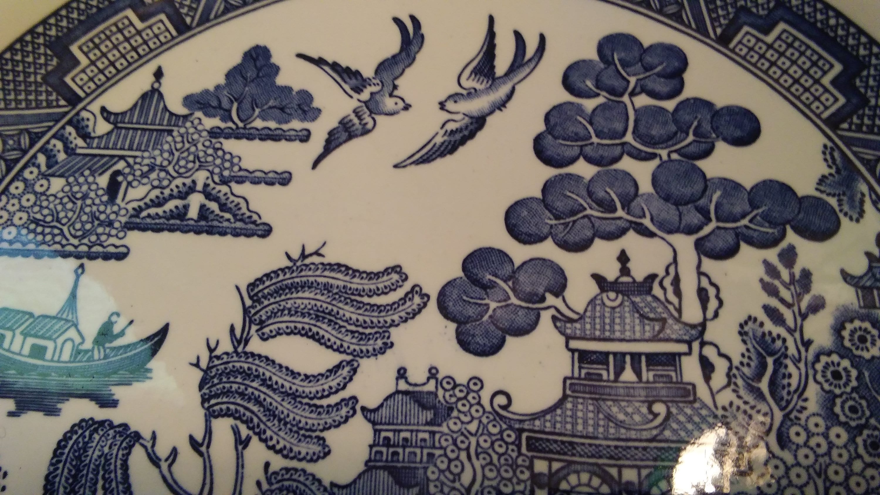 Vintage Blue & White Churchill Dinner Plate, willow Pattern. Made in ...