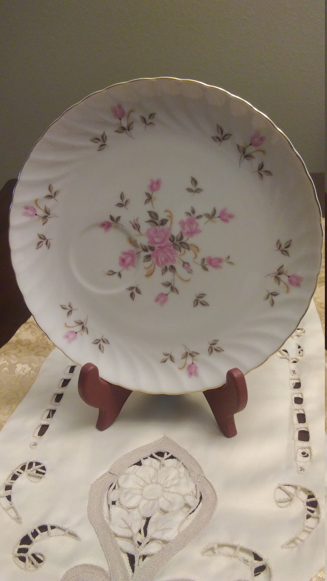 Snack Plate by Lefton China. Hand Painted With Pink Roses Pattern ...
