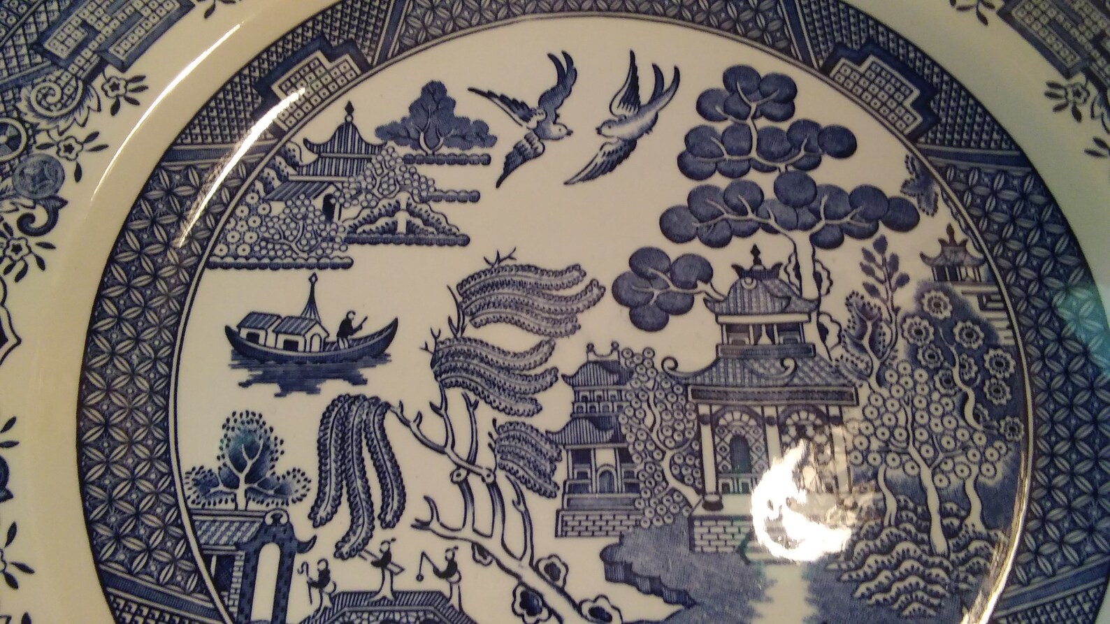 Vintage Blue & White Churchill Dinner Plate, willow Pattern. Made in ...