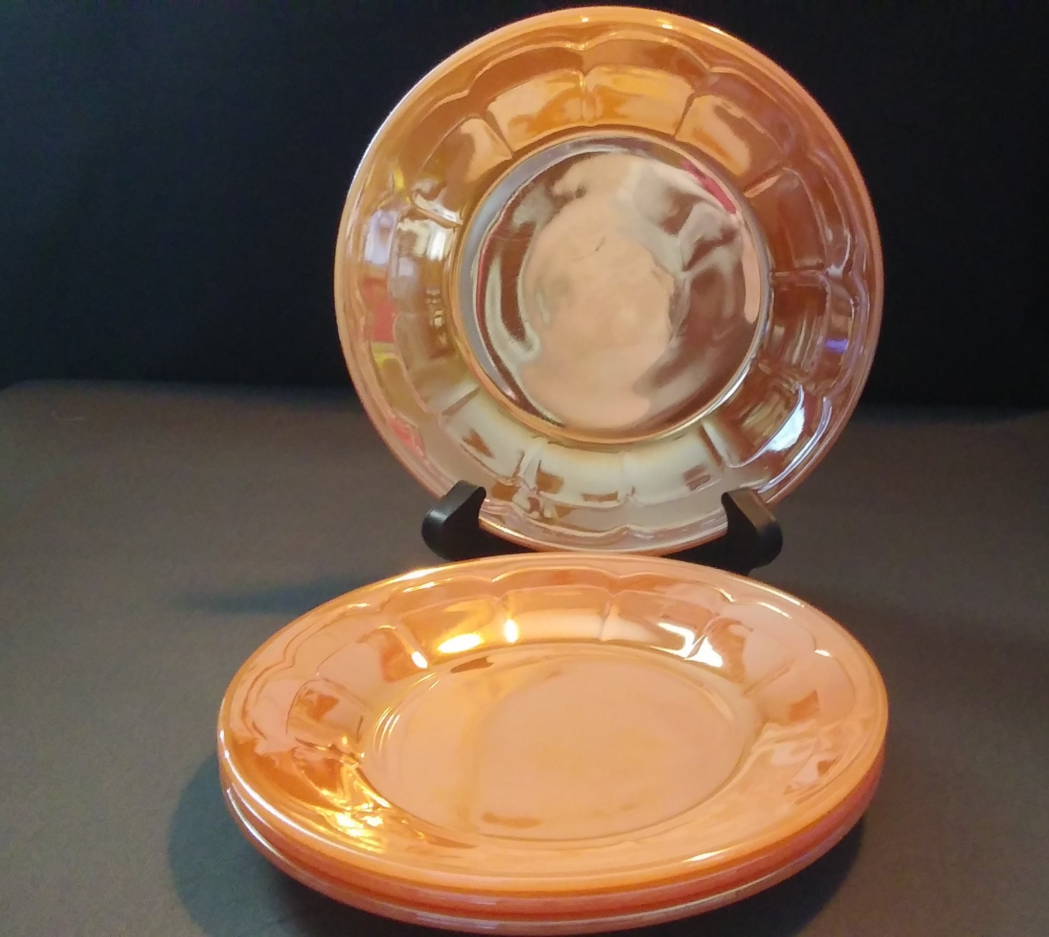 Vintage Termocrisa Peach Lusterware Lunch Plates. - Etsy