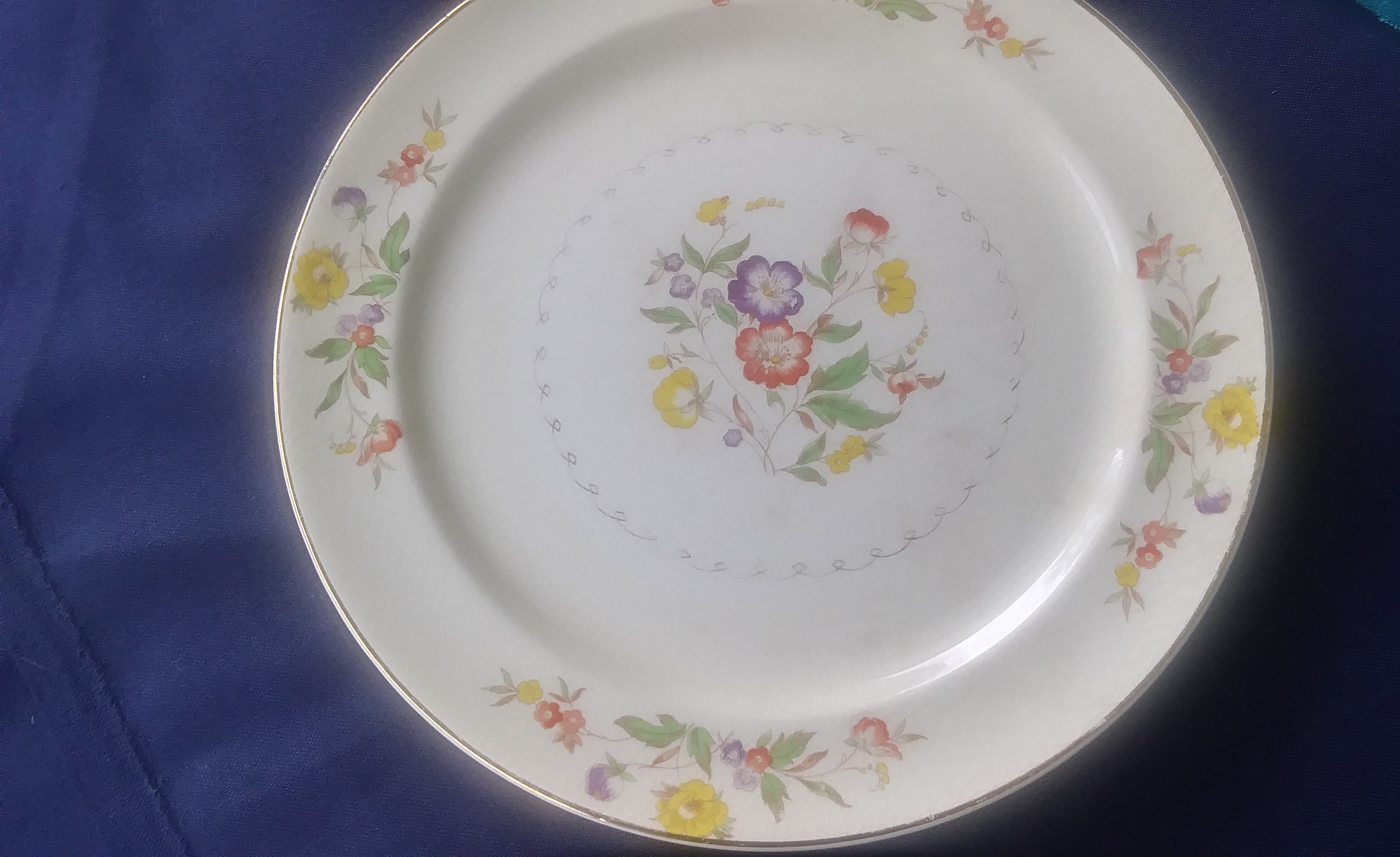 Vintage Paden City Pottery Dinner Plate, Floral Pattern With Gold ...