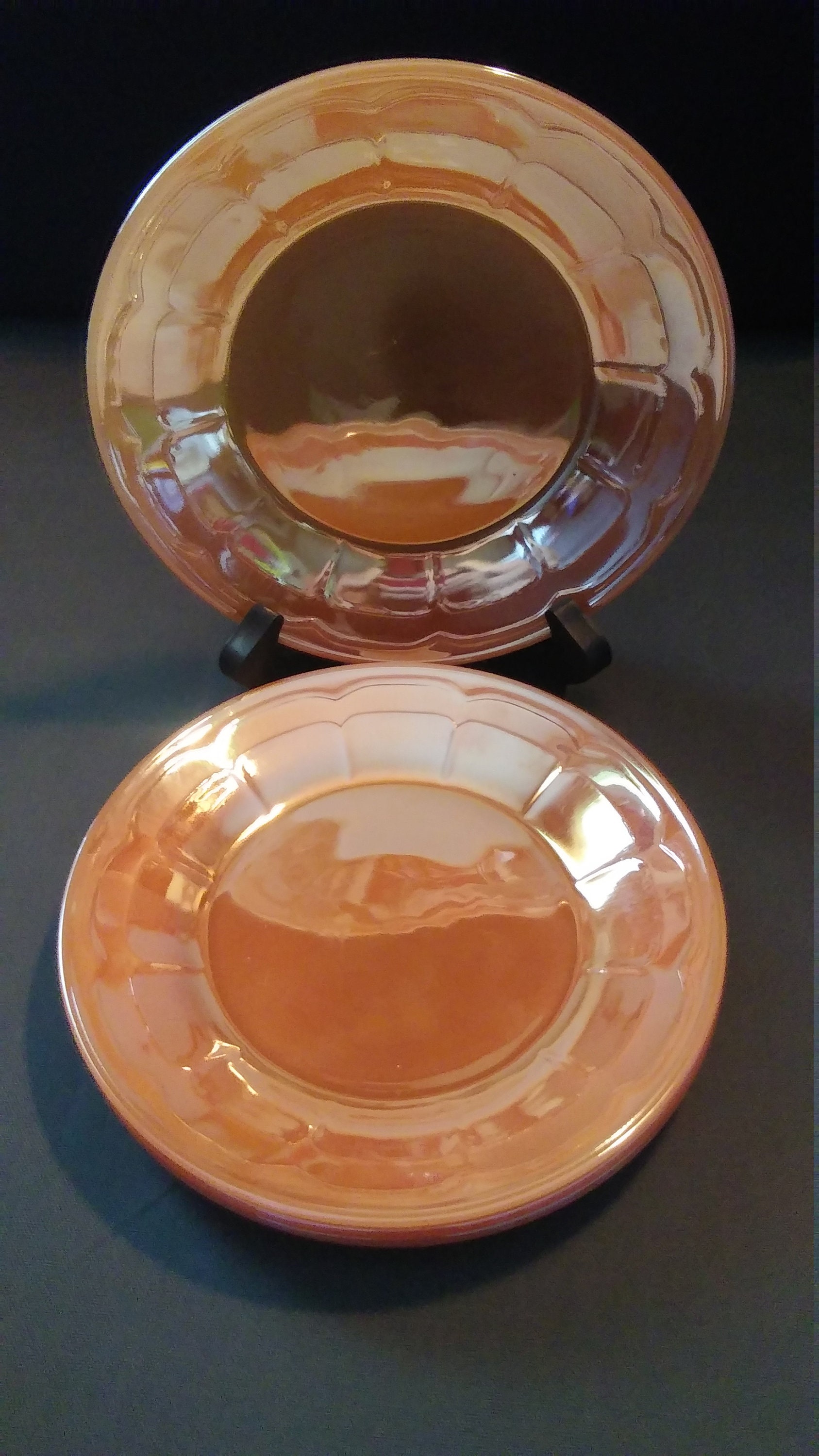 Vintage Termocrisa Peach Lusterware Lunch Plates. - Etsy