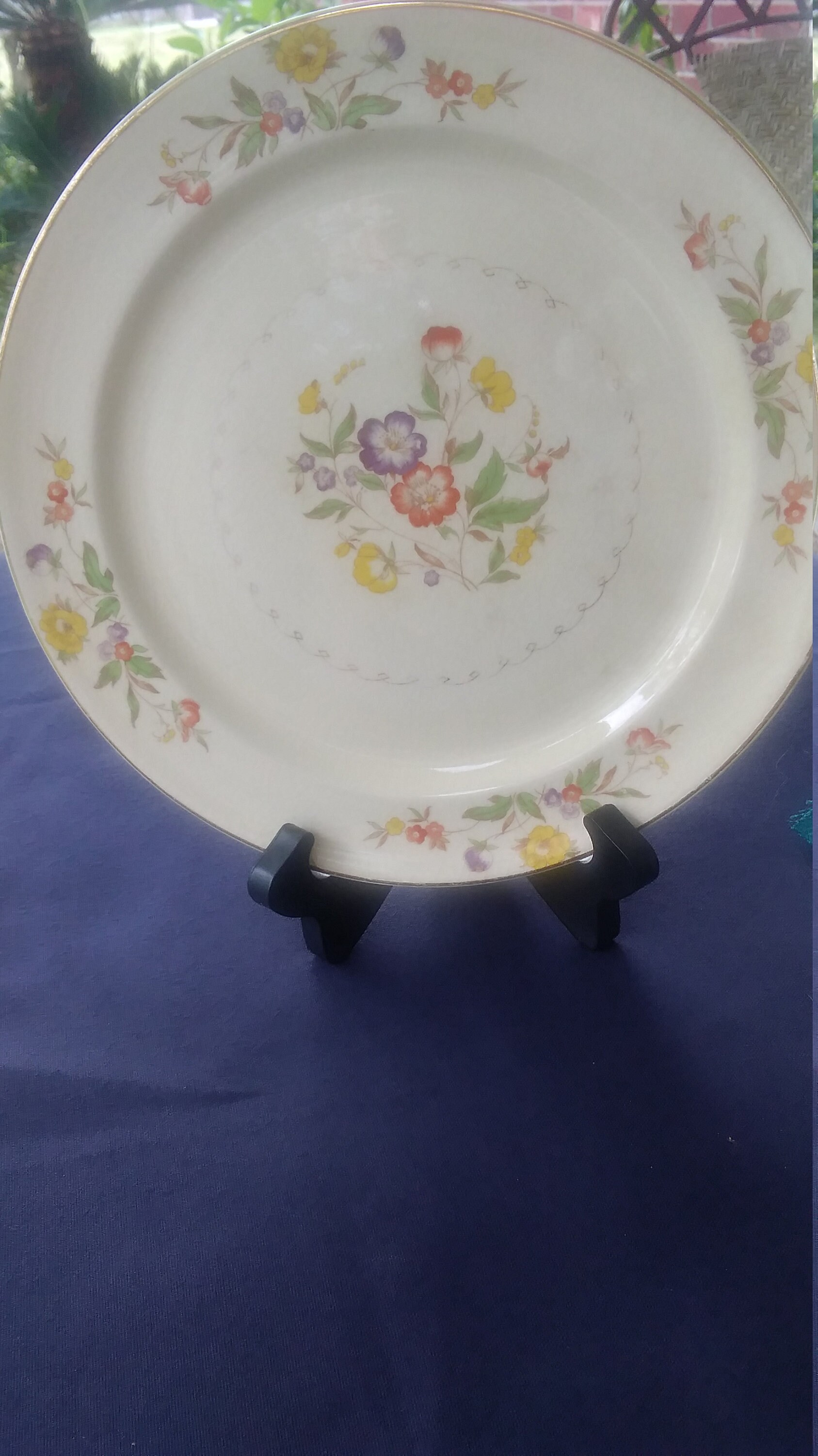 Vintage Paden City Pottery Dinner Plate, Floral Pattern With Gold ...