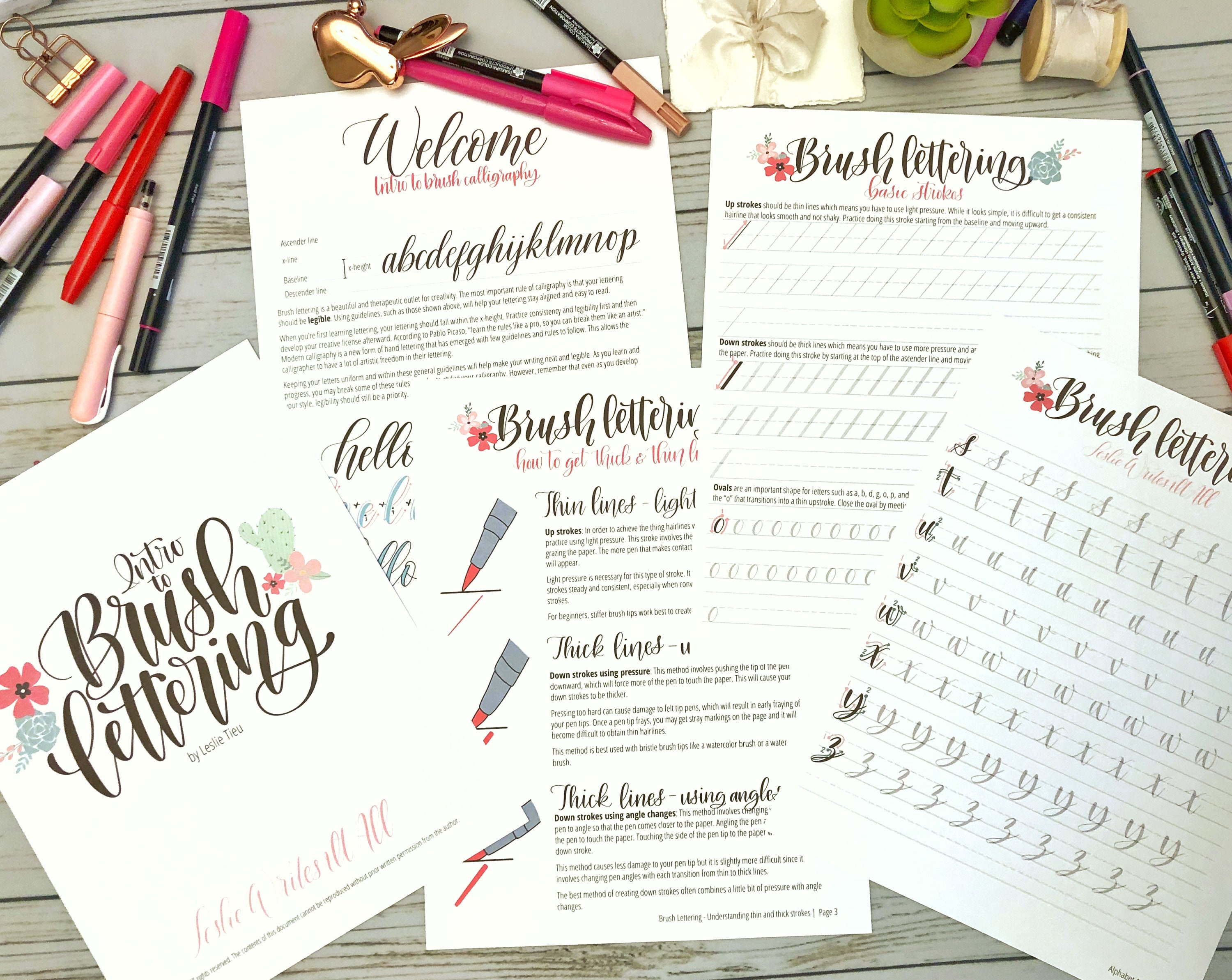 Intro to Brush Lettering DOWNLOADABLE Guide | Etsy