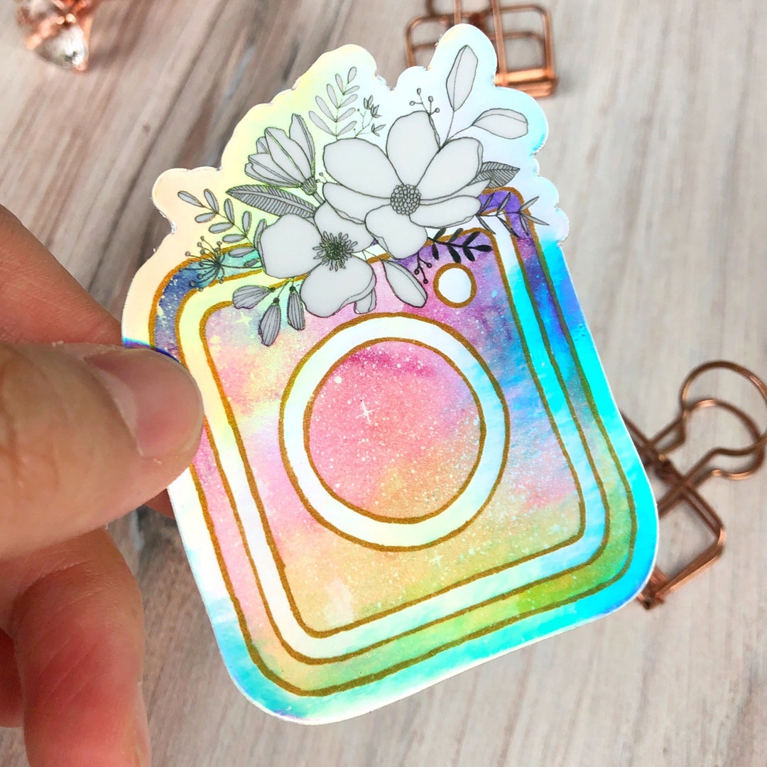 Floral Watercolor IG Logo Holographic Vinyl Sticker 3" - Etsy