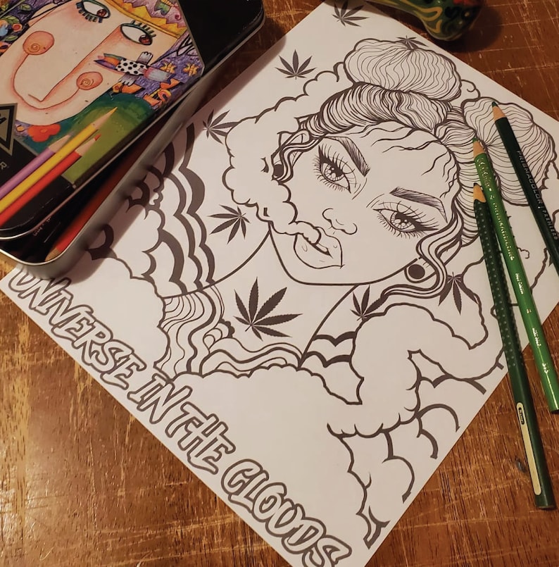 Instant Download Cute Stoner Girl Printable Coloring Page - Etsy