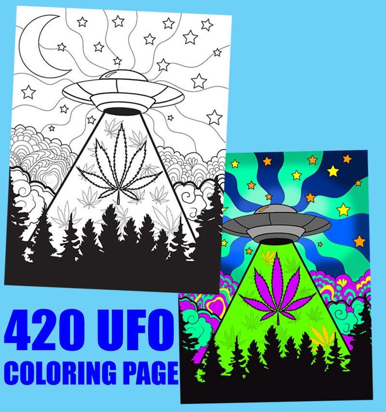 Instant Download -4/20 UFO COLORING PAGE - Etsy