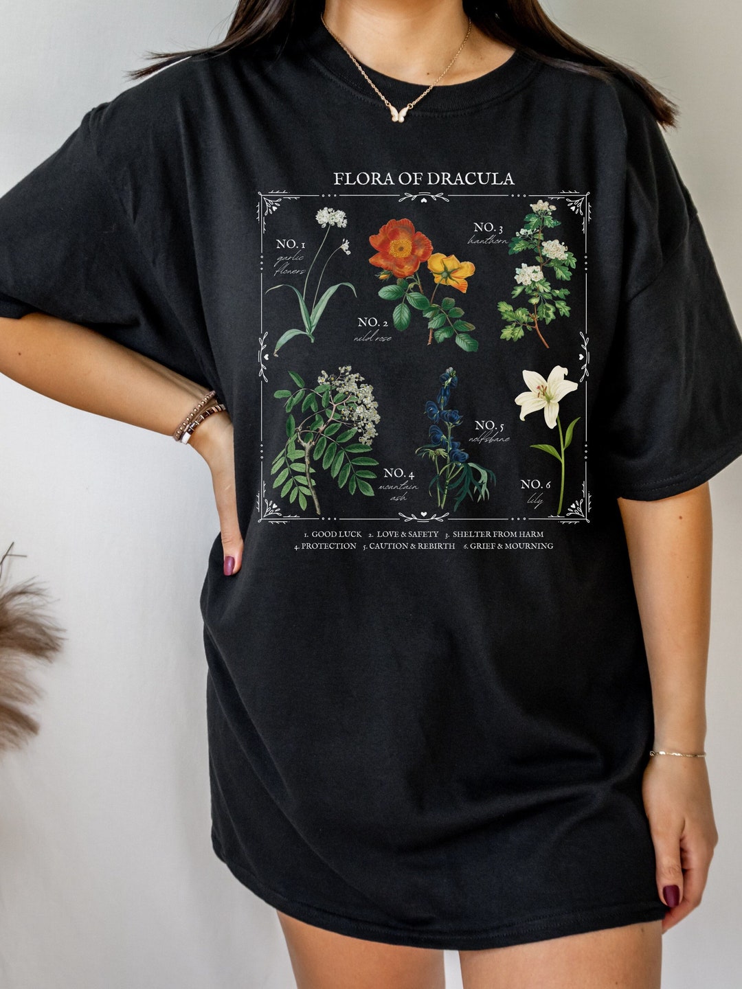 Flora of Dracula Literary Flower Chart * Herbology Floral Tee Shirt ...
