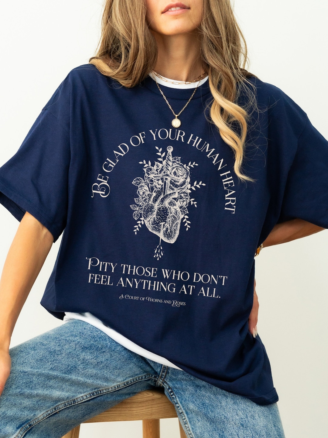 ACOTAR ACOMAF SJM Be Glad of Your Human Heart Quote Merch Tee Shirt ...