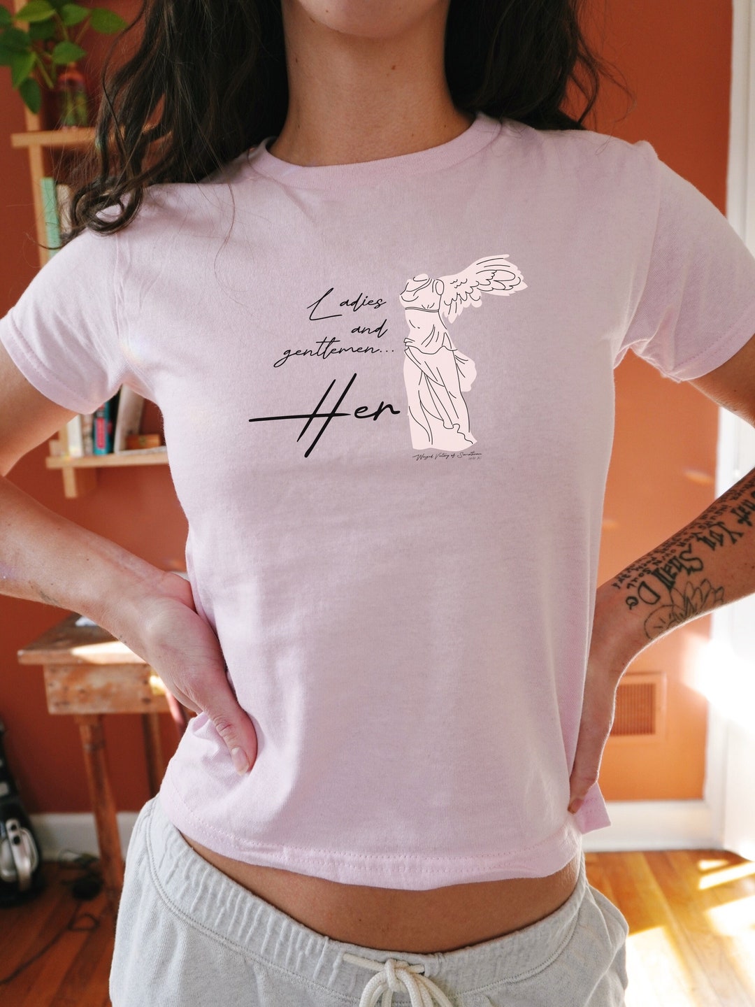 Coquette Greek Mythology Winged Victory Goddess Y2K Cotton Baby Tee ...