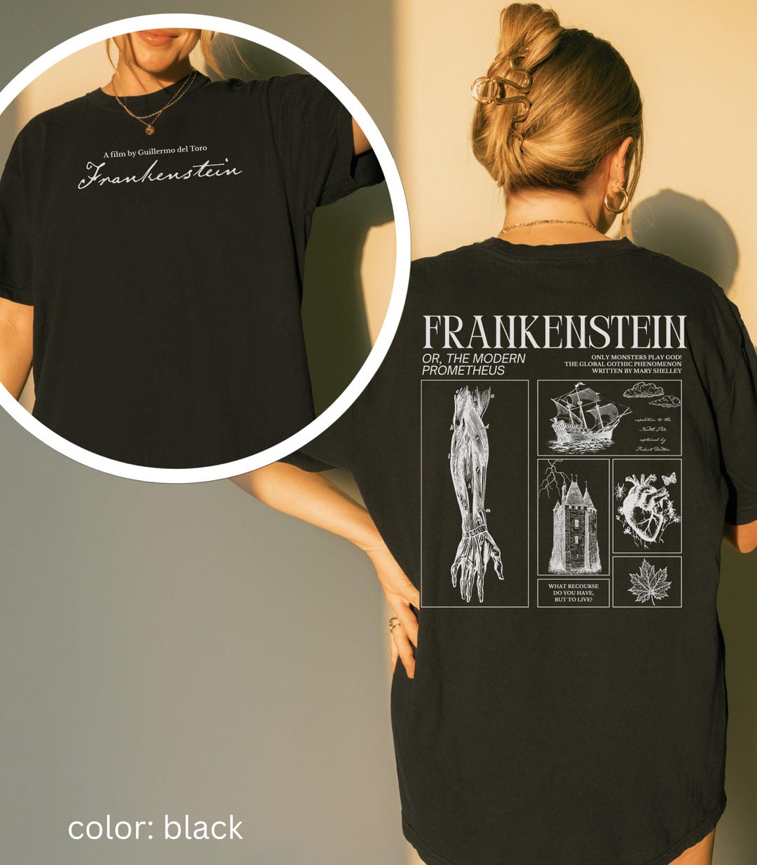 Frankenstein Comfort Colors Tee Insects Maple Leaf Horror Gothic ...