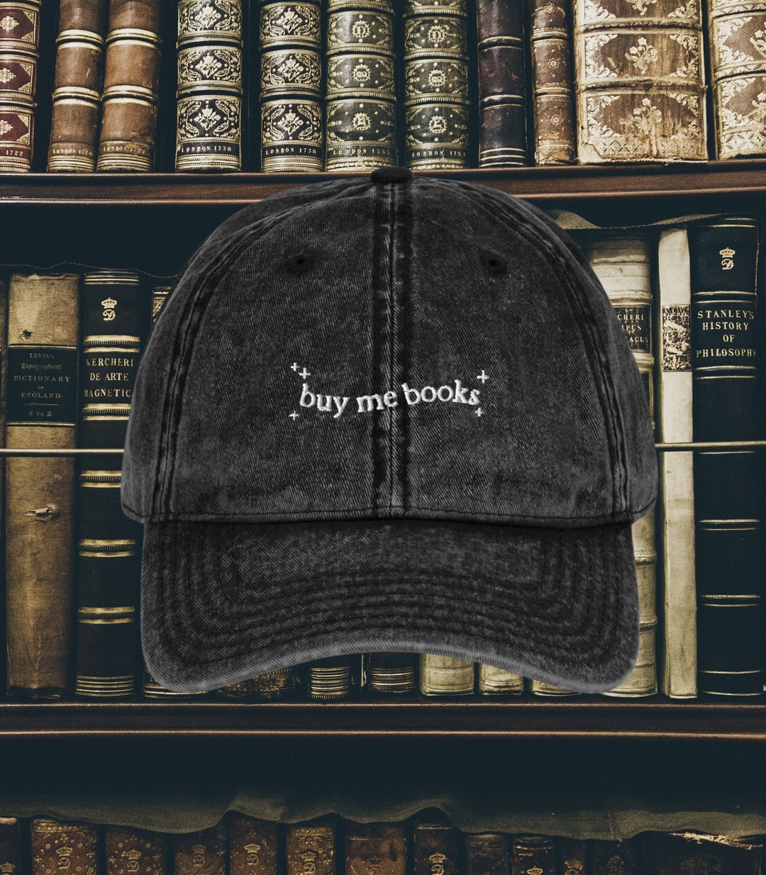 Buy Me Books Bookish Vintage Embroidered Dad Hat * Literature Reader ...