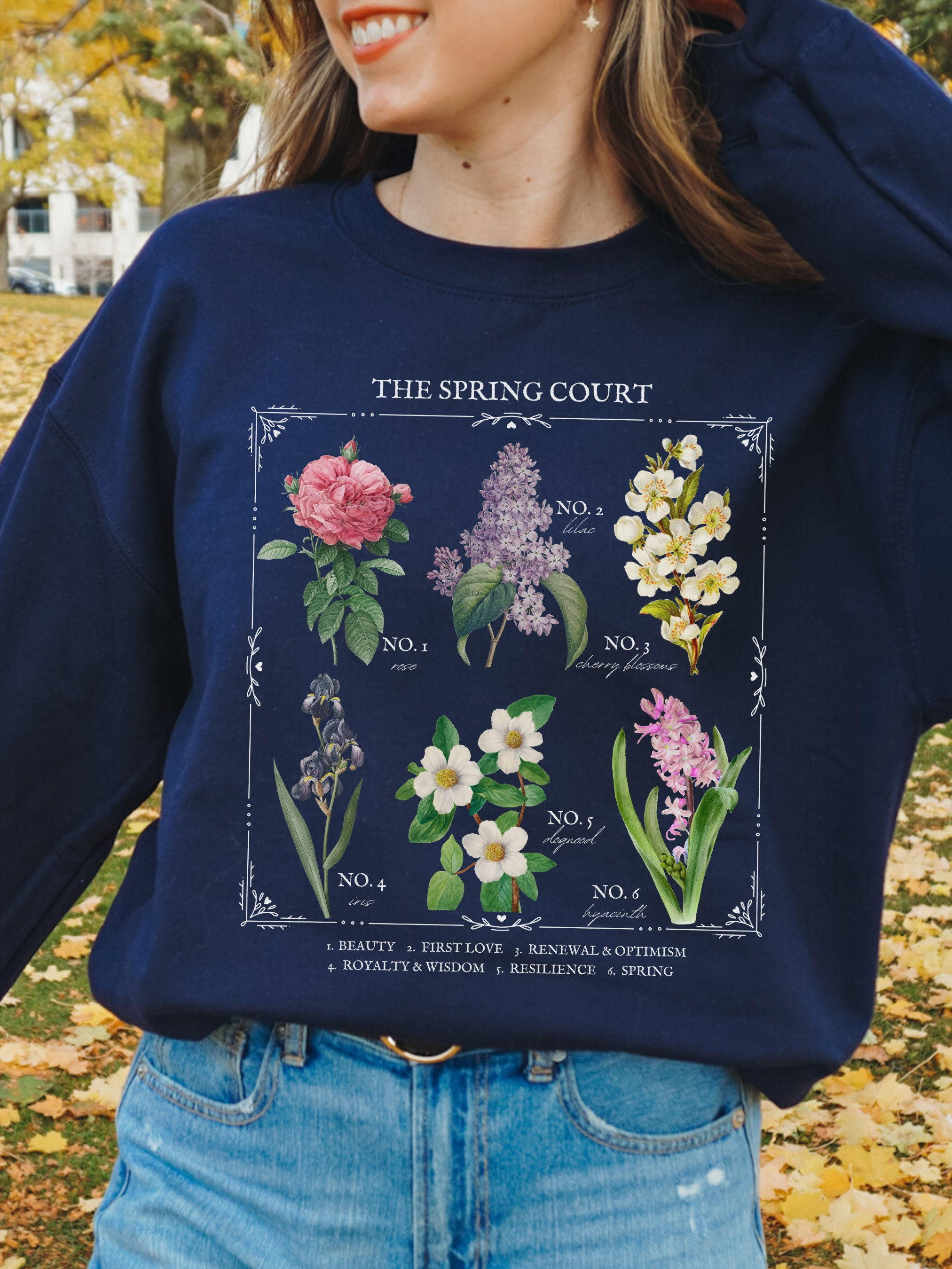 ACOTAR ACOMAF Spring Court Flower Chart SJM Merch Sweatshirt Tamlin ...