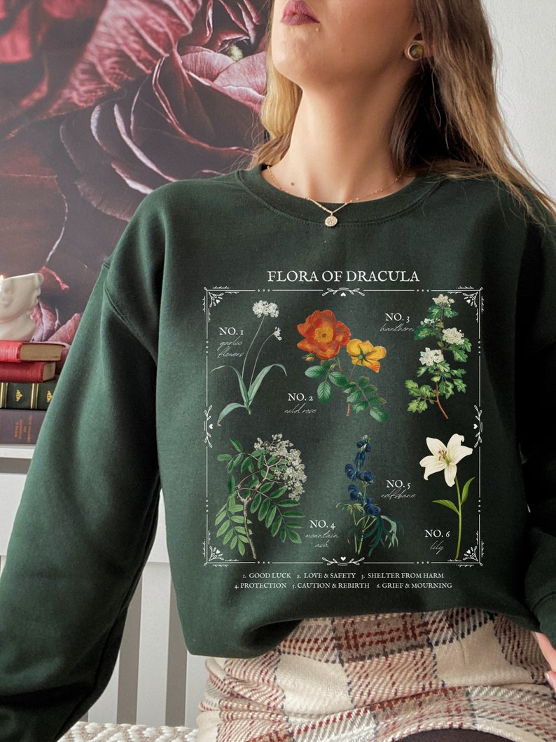 Flora of Dracula Literary Flower Chart * Herbology Floral Sweatshirt ...