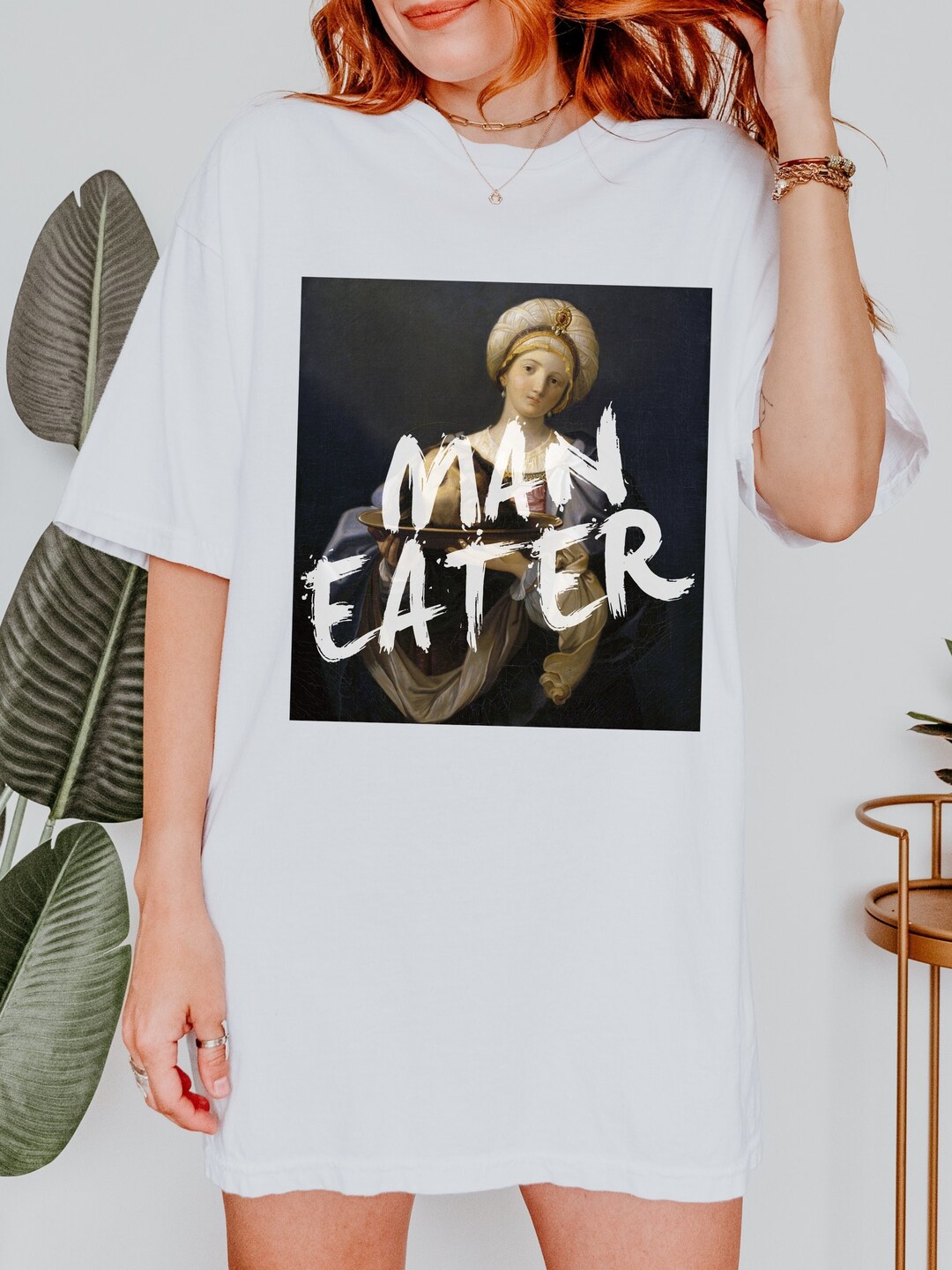 Maneater Altered Art Series * Salome Saint John Comfort Colors Feminist Funny Tee Equal Rights ...