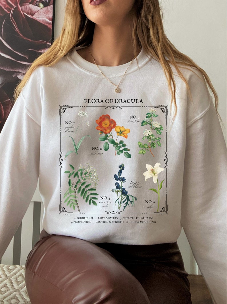 Flora of Dracula Literary Flower Chart * Herbology Floral Sweatshirt ...
