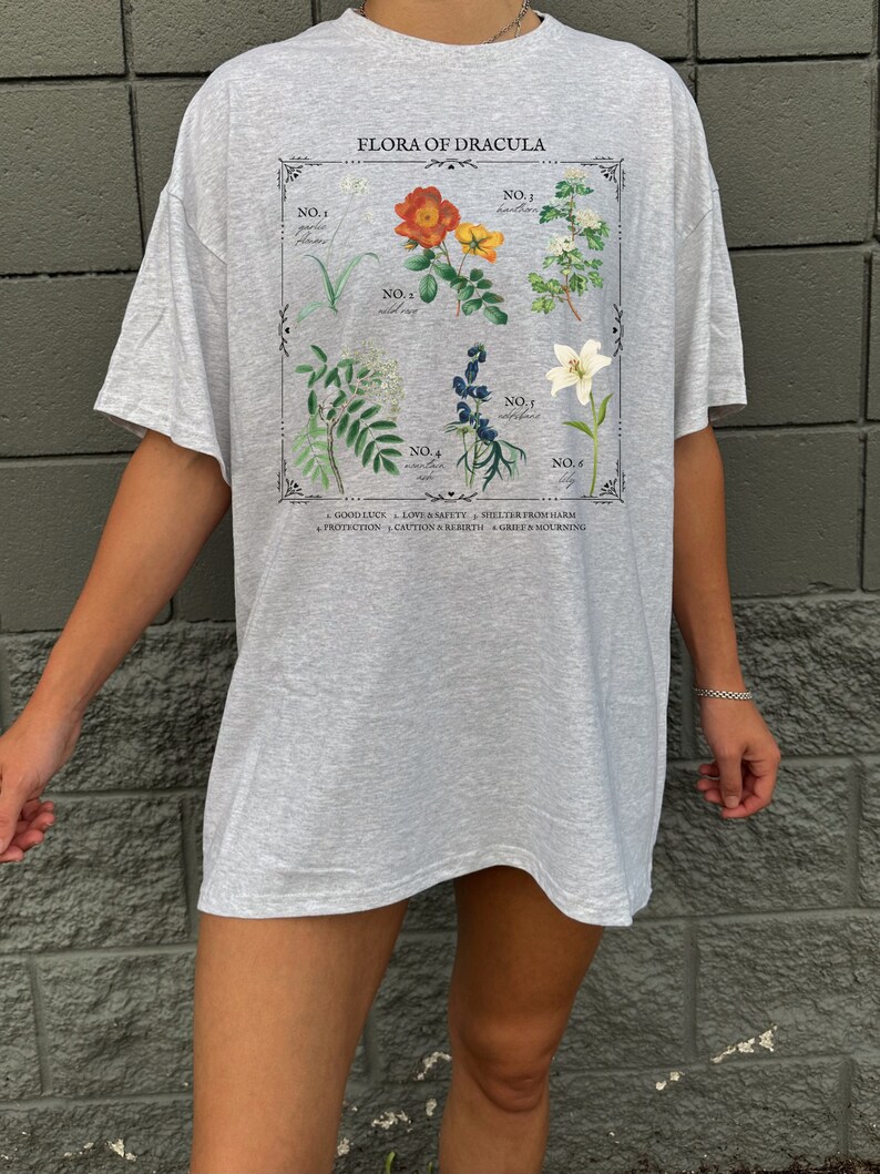 Flora of Dracula Literary Flower Chart * Herbology Floral Tee Shirt ...