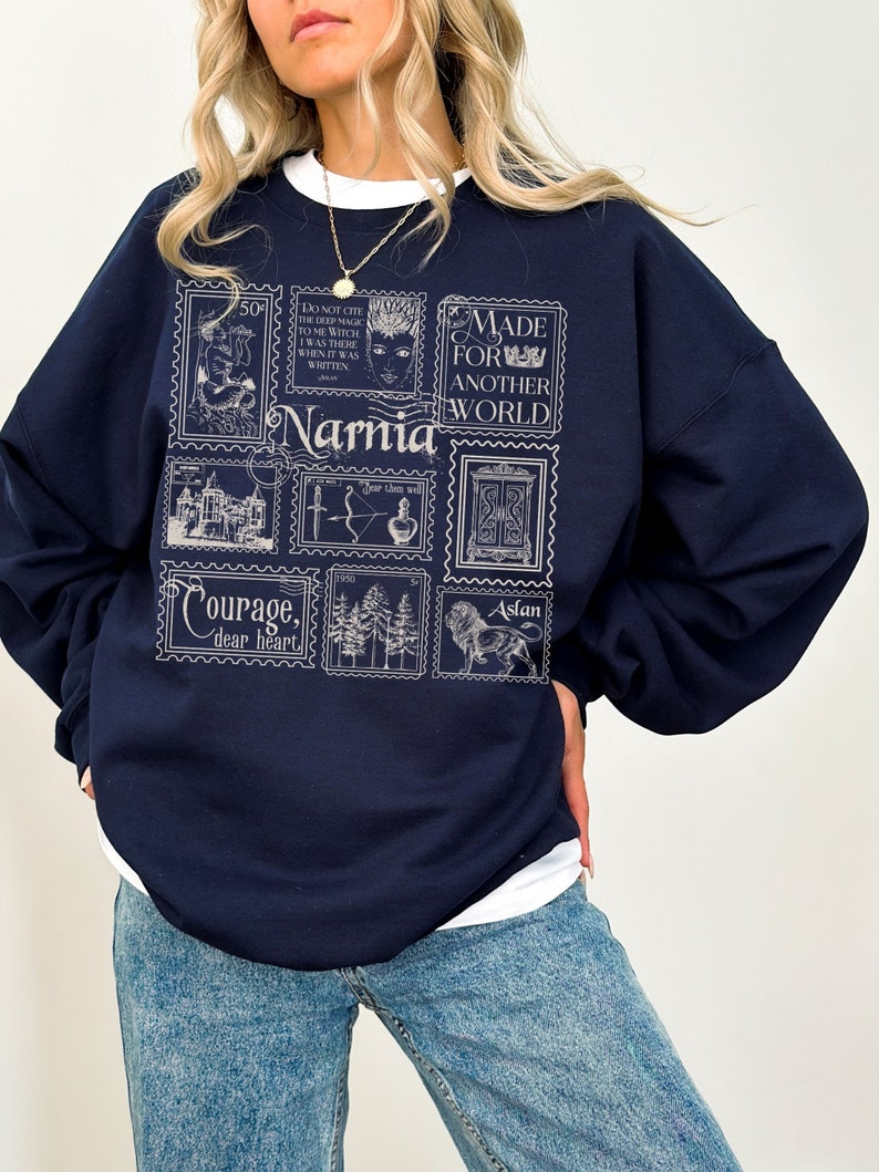 Narnia Stamp Collection Crewneck Sweatshirt Lion Witch Wardrobe CS ...
