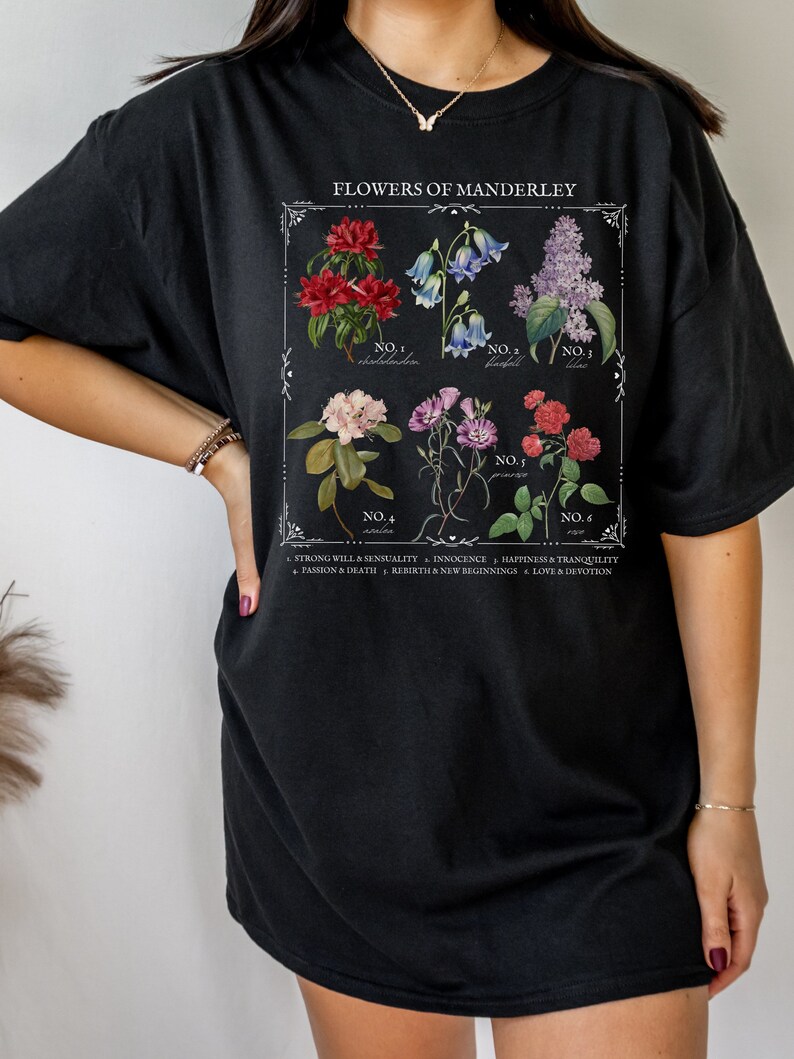 Rebecca Daphne Du Maurier Flower Chart Manderley Tee Shirt - Etsy