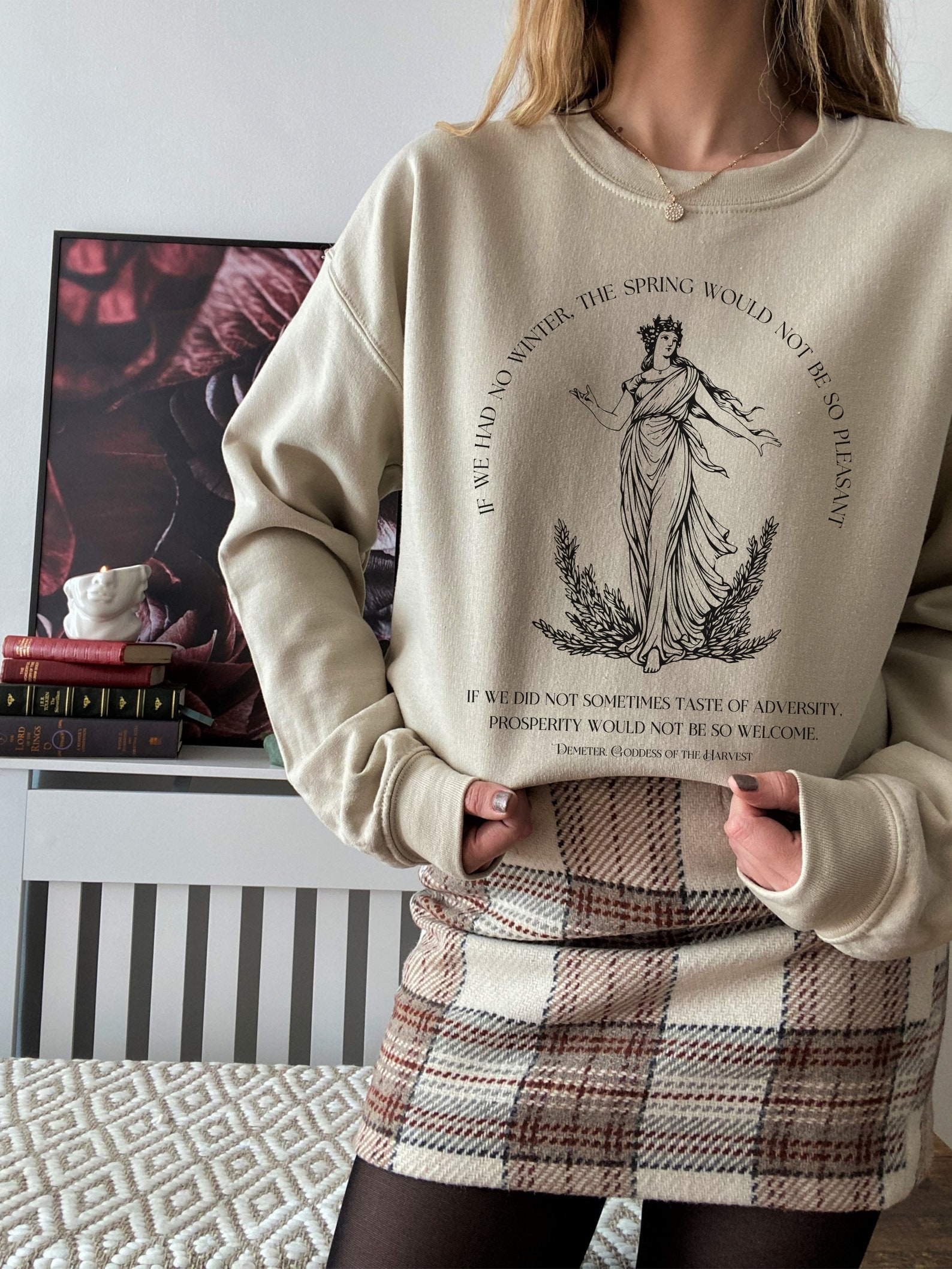 Demeter Harvest Goddess Crewneck Sweatshirt Spring Autumn Seasons Quote ...