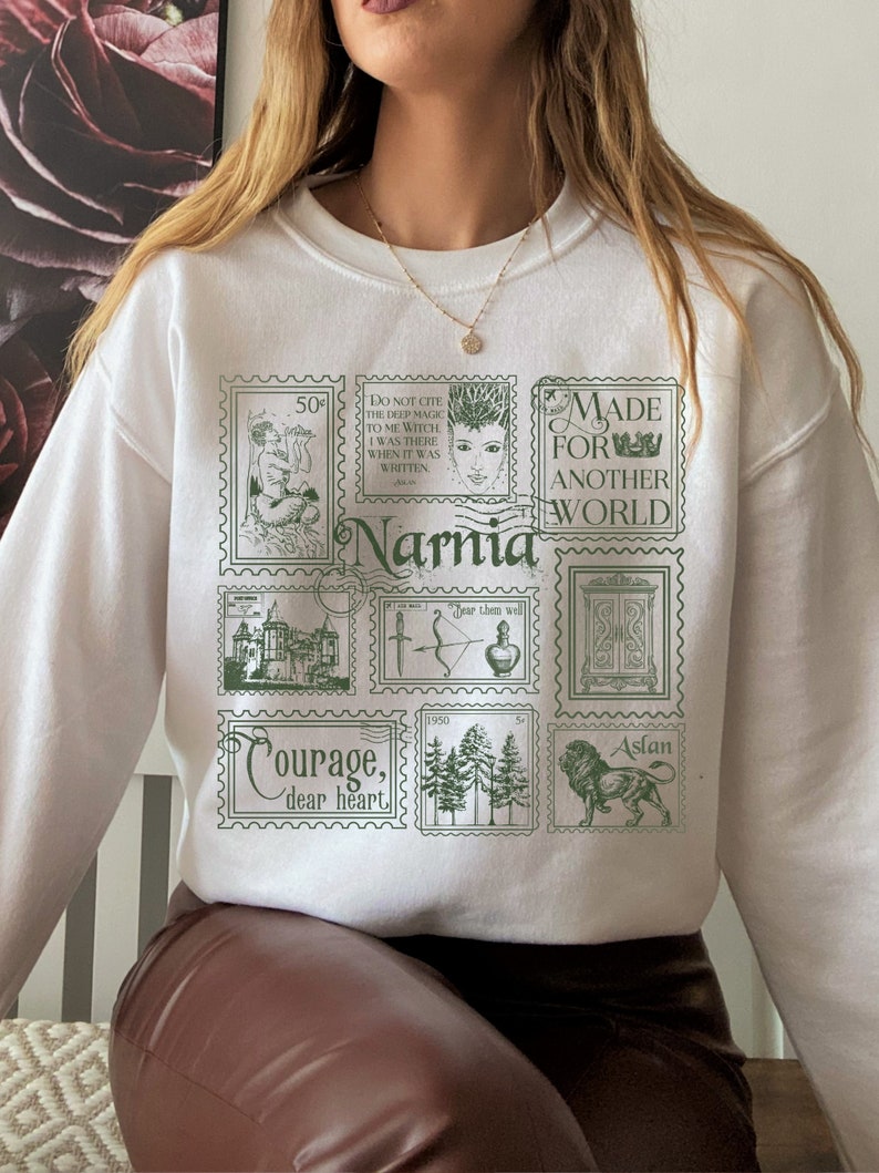 Narnia Stamp Collection Crewneck Sweatshirt Lion Witch Wardrobe CS ...