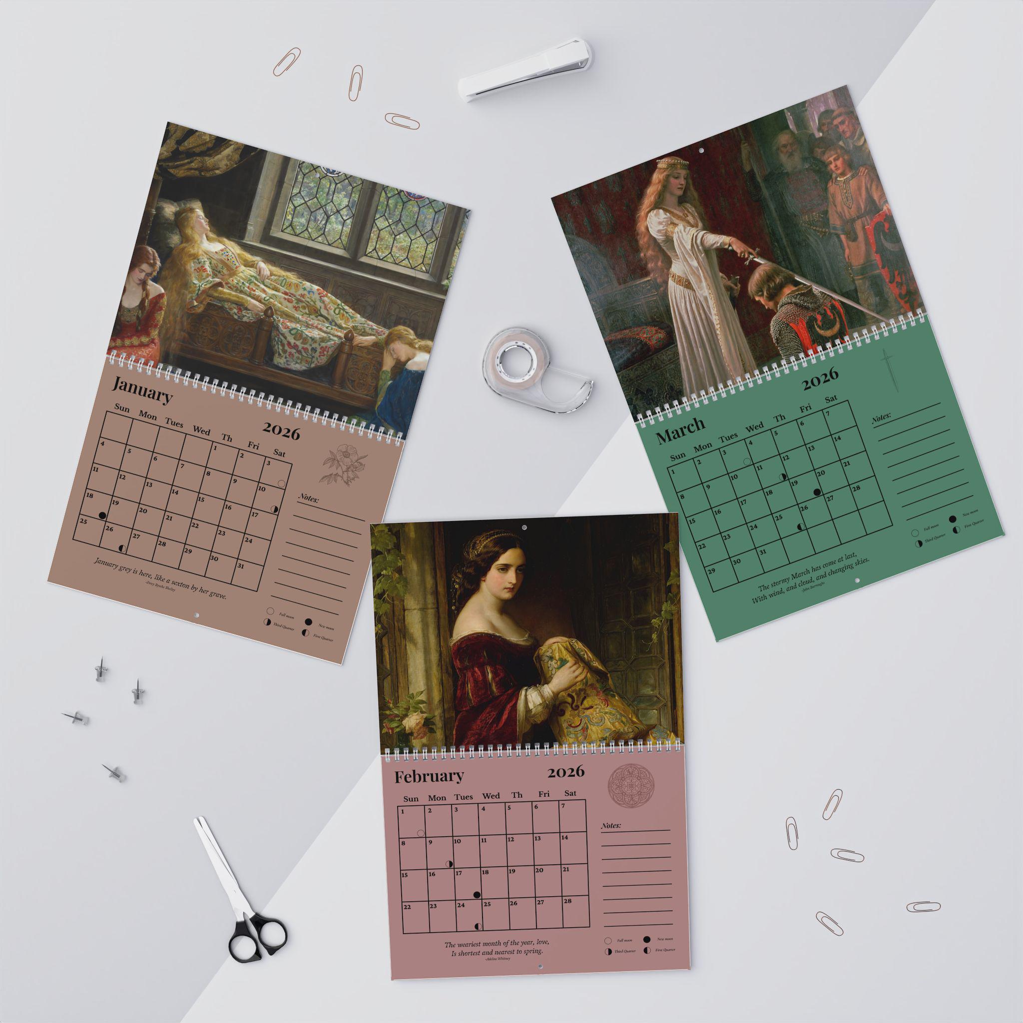 Medieval Muse Wall Calendar 2026 Pre-raphaelite Medievalcore Art ...