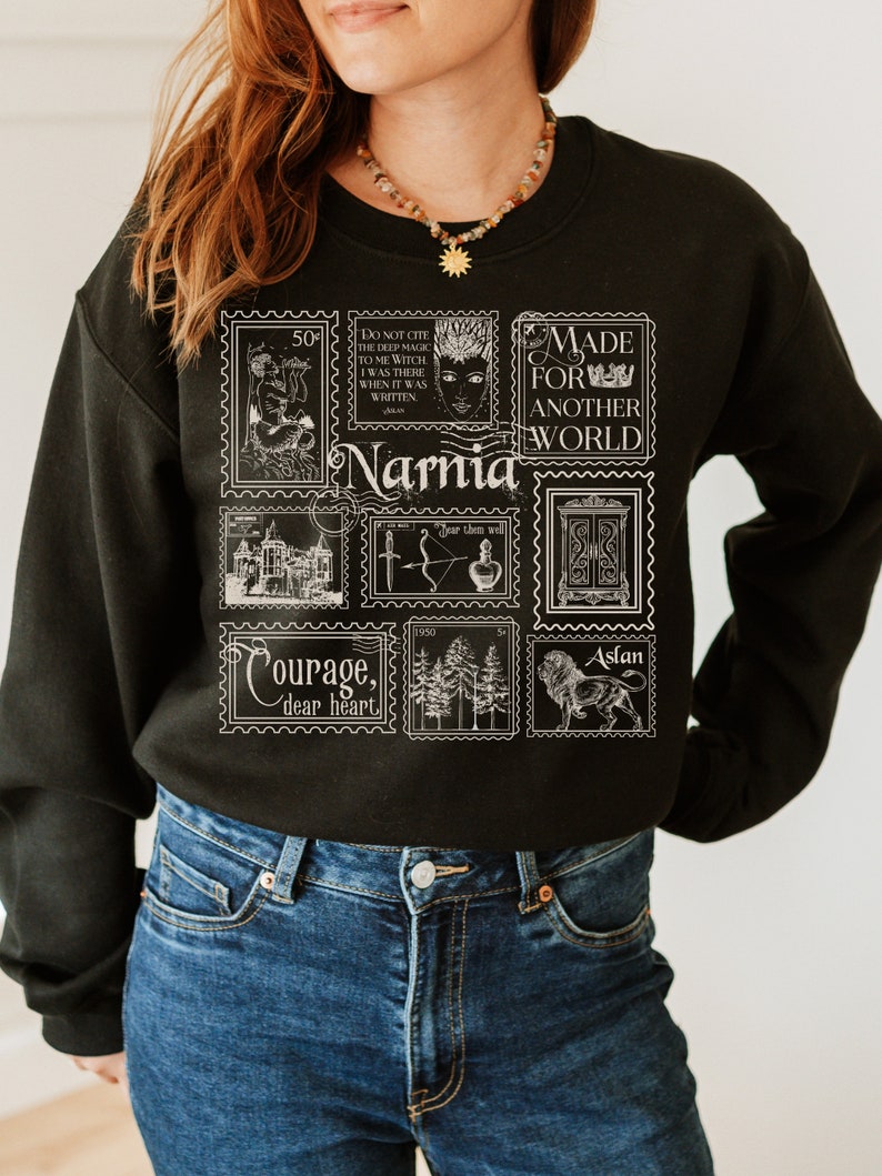 Narnia Stamp Collection Crewneck Sweatshirt Lion Witch Wardrobe CS ...