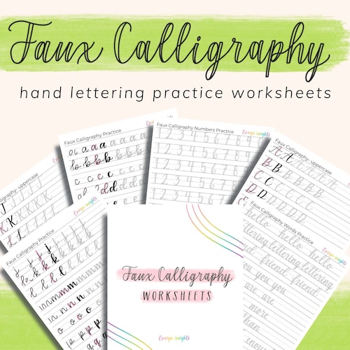 Faux Calligraphy Workbook Hand Lettering Workbook Learn - Etsy