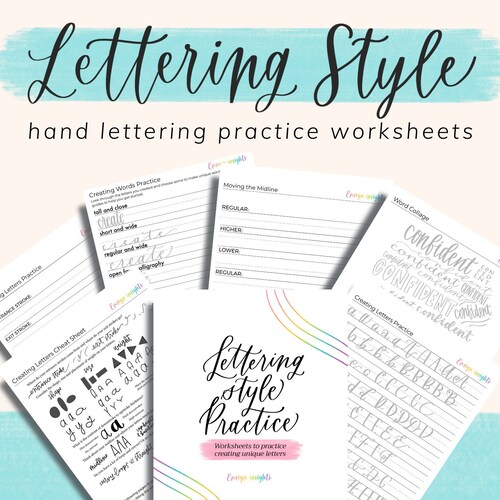 Lettering Style Practice Worksheets Hand Lettering Style - Etsy