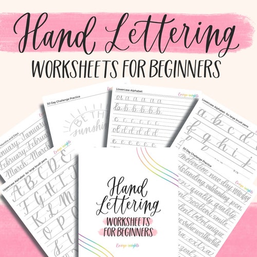 Hand Lettering Worksheets for Beginners Learn Hand Lettering | Etsy