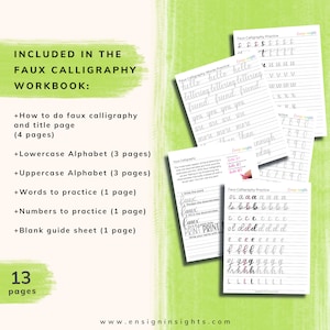 Faux Calligraphy Workbook: Hand Lettering Practice Sheets (digital ...