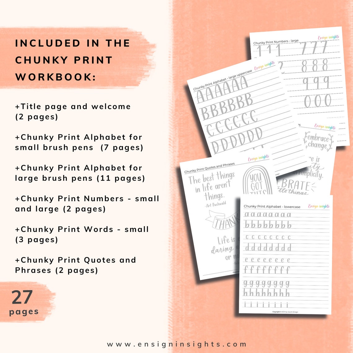 Chunky Print Lettering Worksheets Brush Lettering Lettering - Etsy