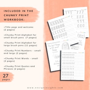 Chunky Print Lettering Worksheets: Brush Lettering Practice (digital ...