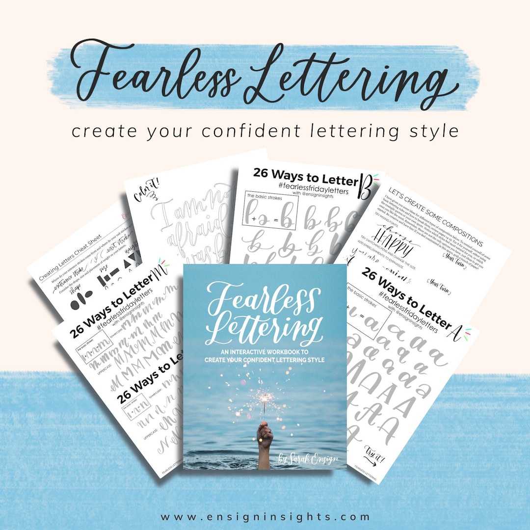 Fearless Lettering Worksheets: Brush Lettering Practice (digital ...